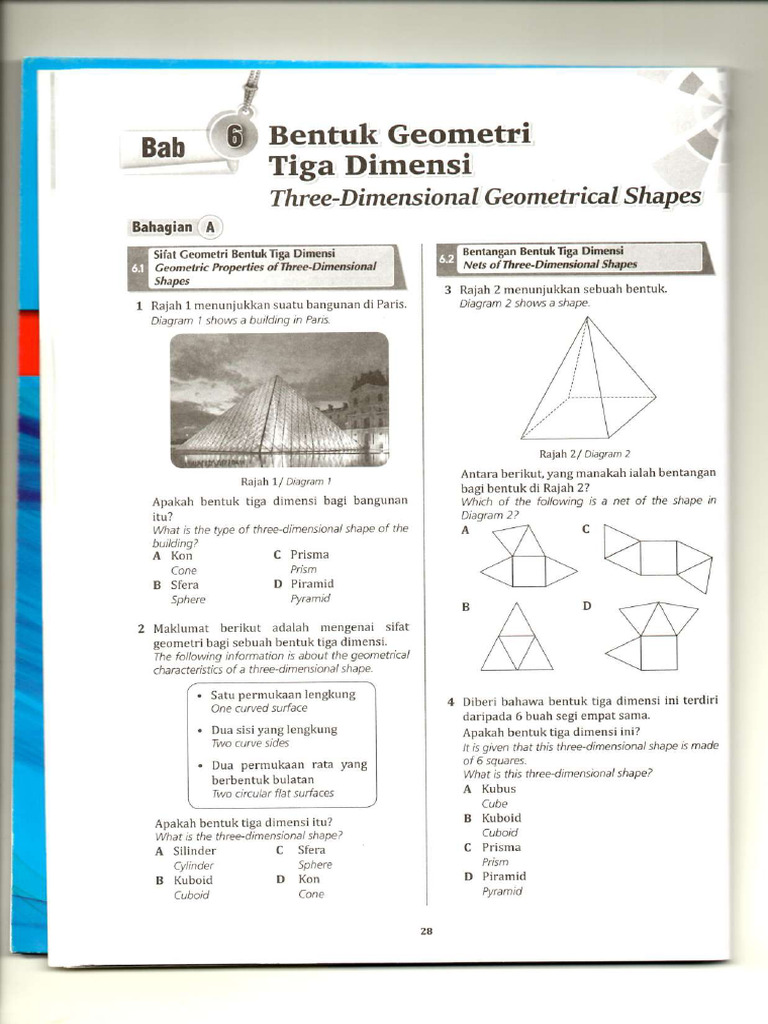 Math Form 2 Bab 6 Latihan Bentuk Geometri Tiga Dimensi Part 2 | PDF