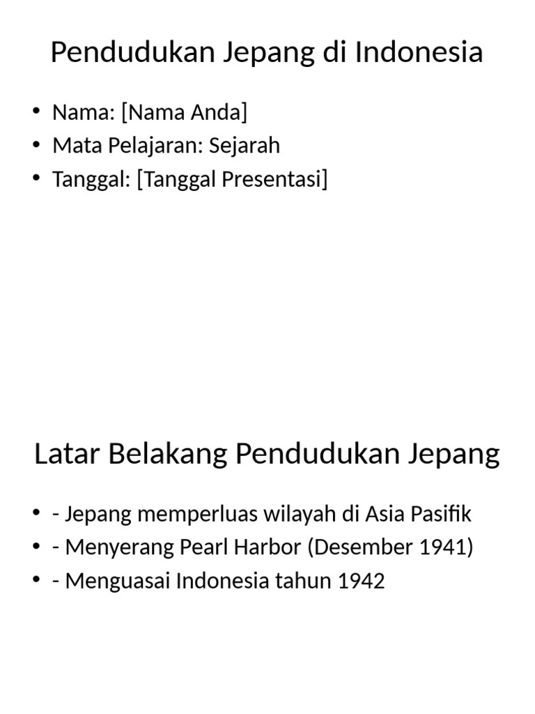 Pendudukan Jepang Di Indonesia (1) | PDF