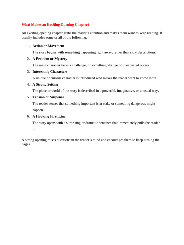 What Makes An Exciting Opening Chapter - Connatation and Denotation | PDF