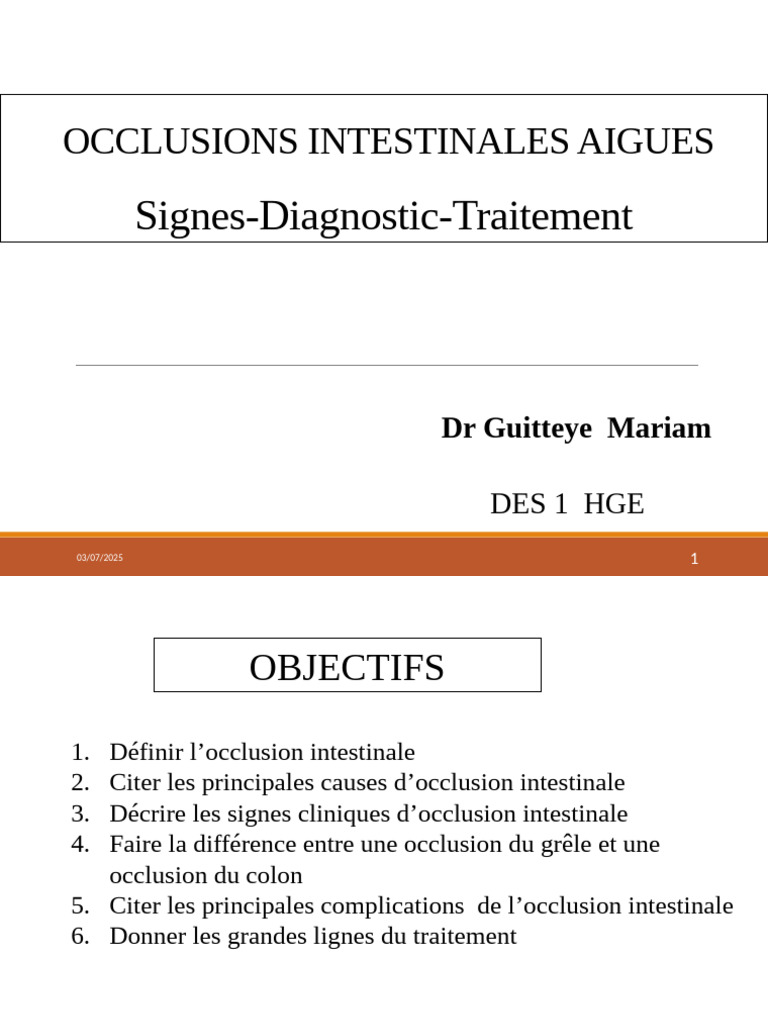 Occlusion Intestinale Aigue DR MG | PDF | Tractus gastro-intestinal ...