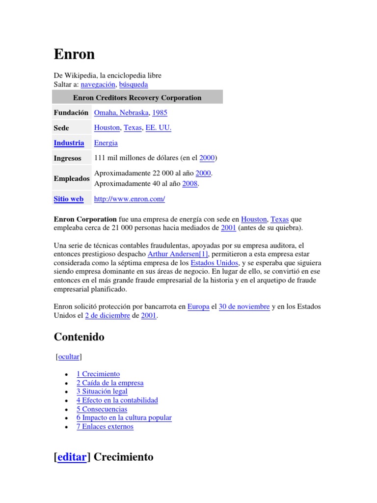 Enron | PDF | Enron | Empresas