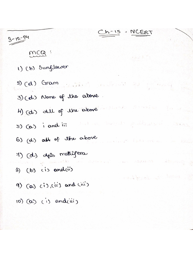 Bio Ncert HW | PDF