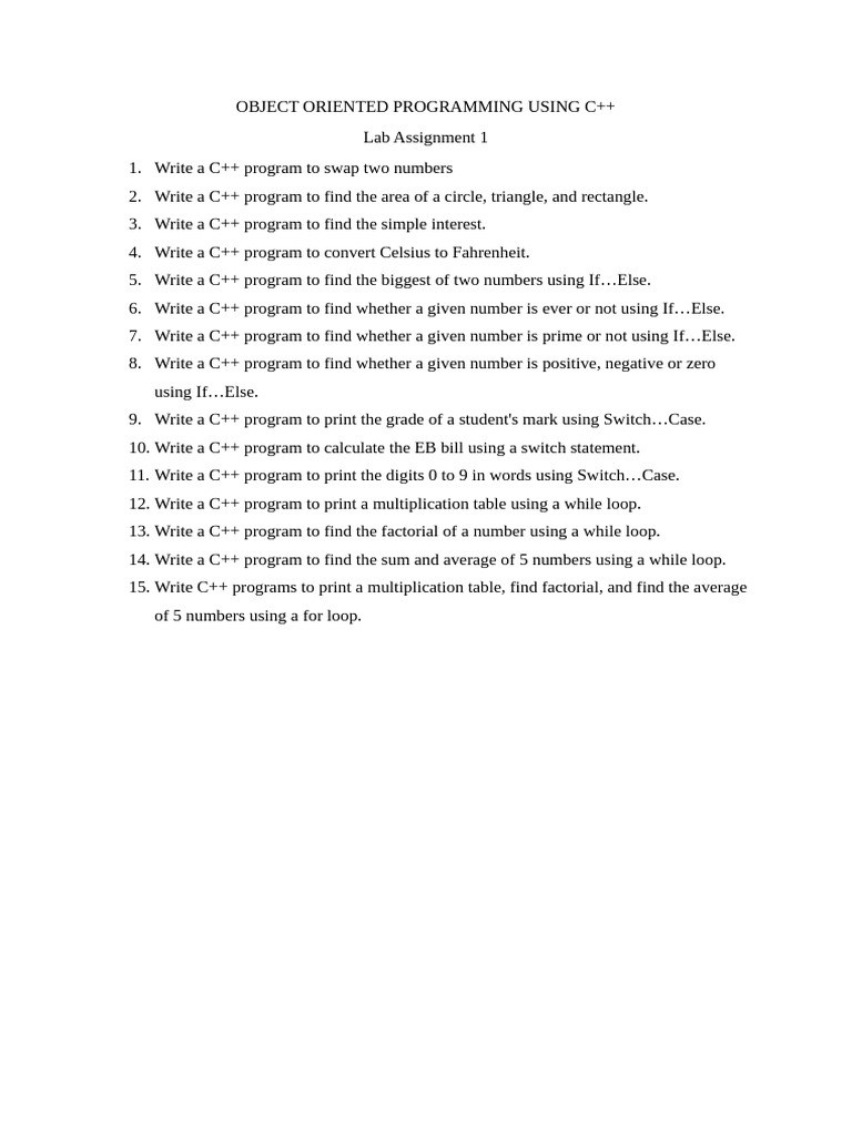 Lab Assignment 1 | PDF