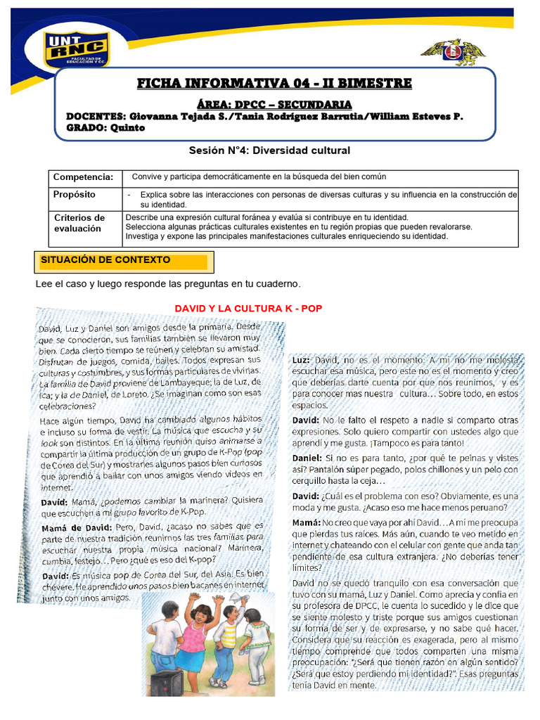 Ficha 04 DPCC 5° II Bim. Diversidad Cultural | PDF | Globalización | Tradiciones
