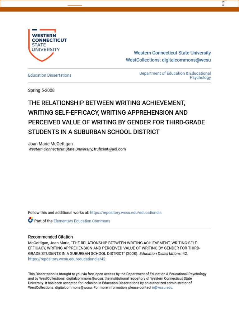 Writing-Writing-Self-Efficacy-Writing-Apprehension | PDF | Self ...