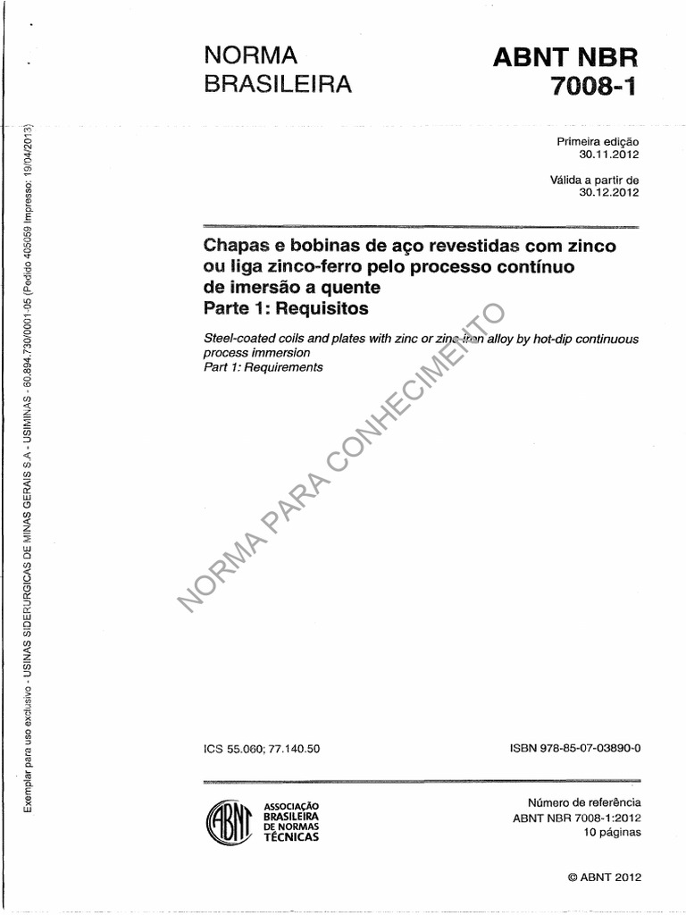 Normas ABNT para Aço Revestido a Quente | PDF | Aço | Corrosão