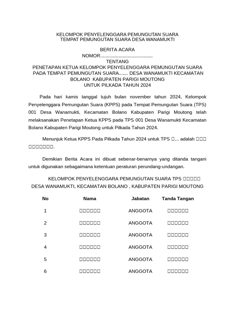 0 Ba KPPS Ketua KPPS | PDF