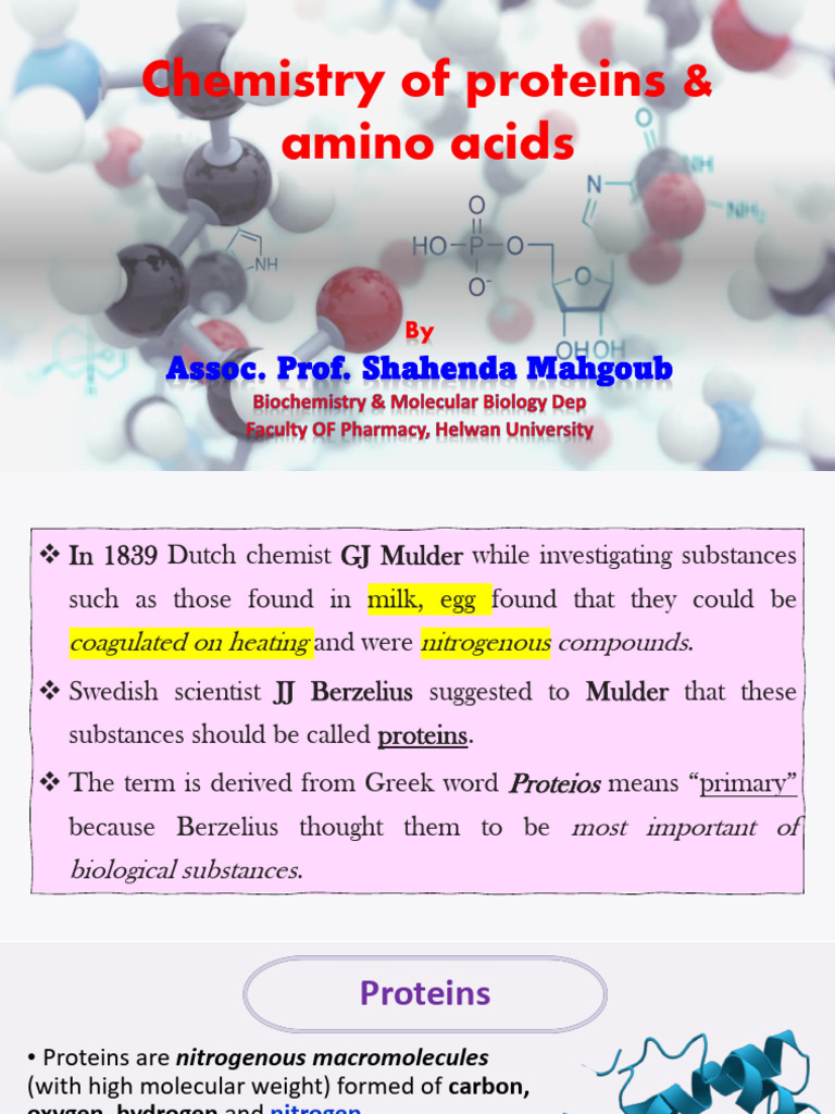 Amino Acids & Proteins Chemistry P1 | PDF | Amino Acid | Proteins