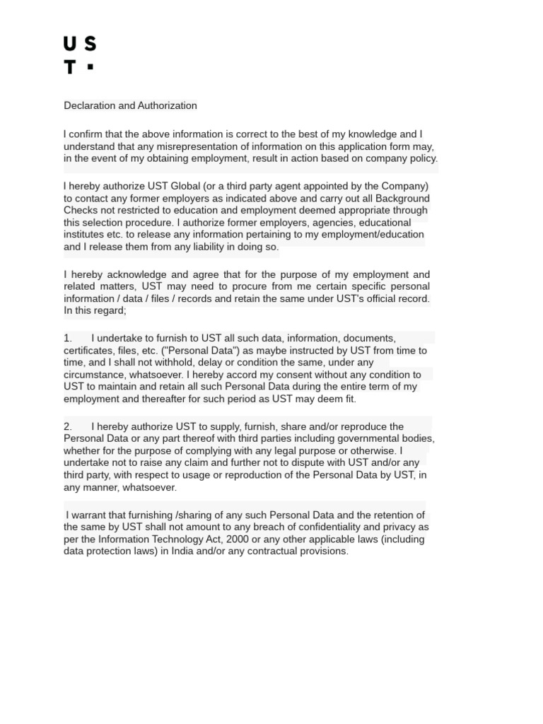 Declaration and Authorization | PDF