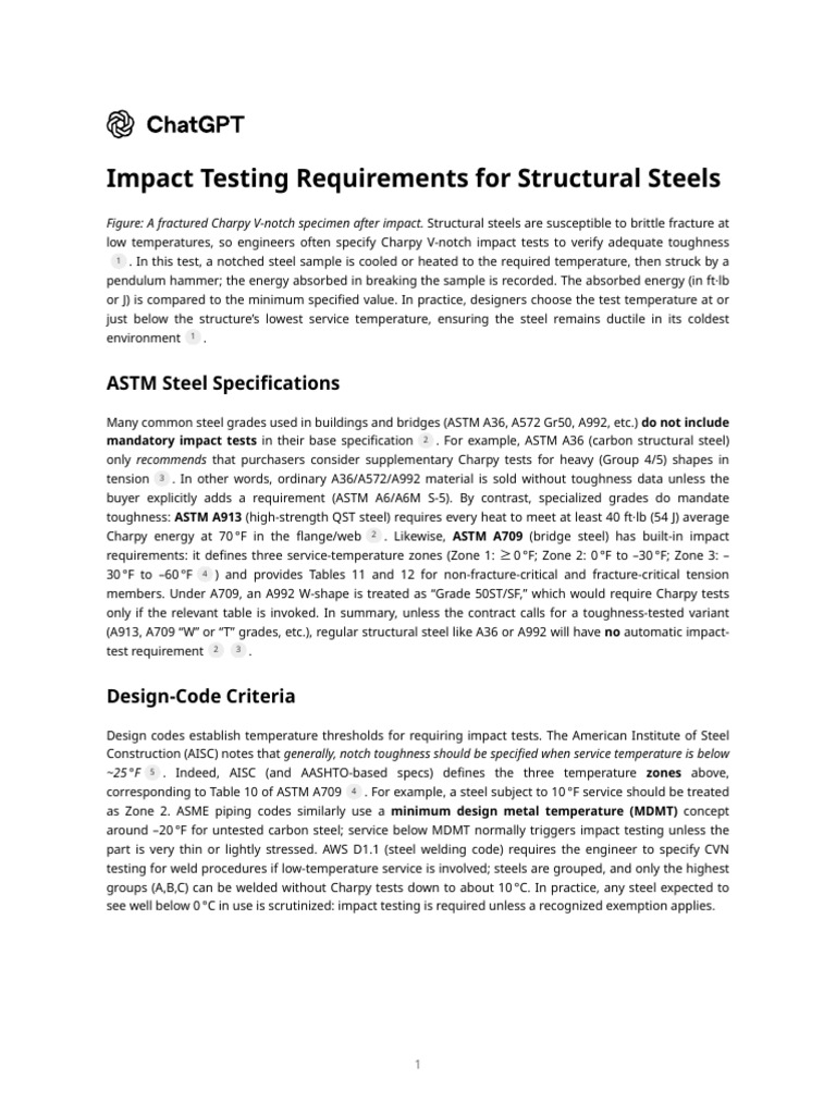 Impact Testing Requirements For Structural Steels | PDF | Structural ...