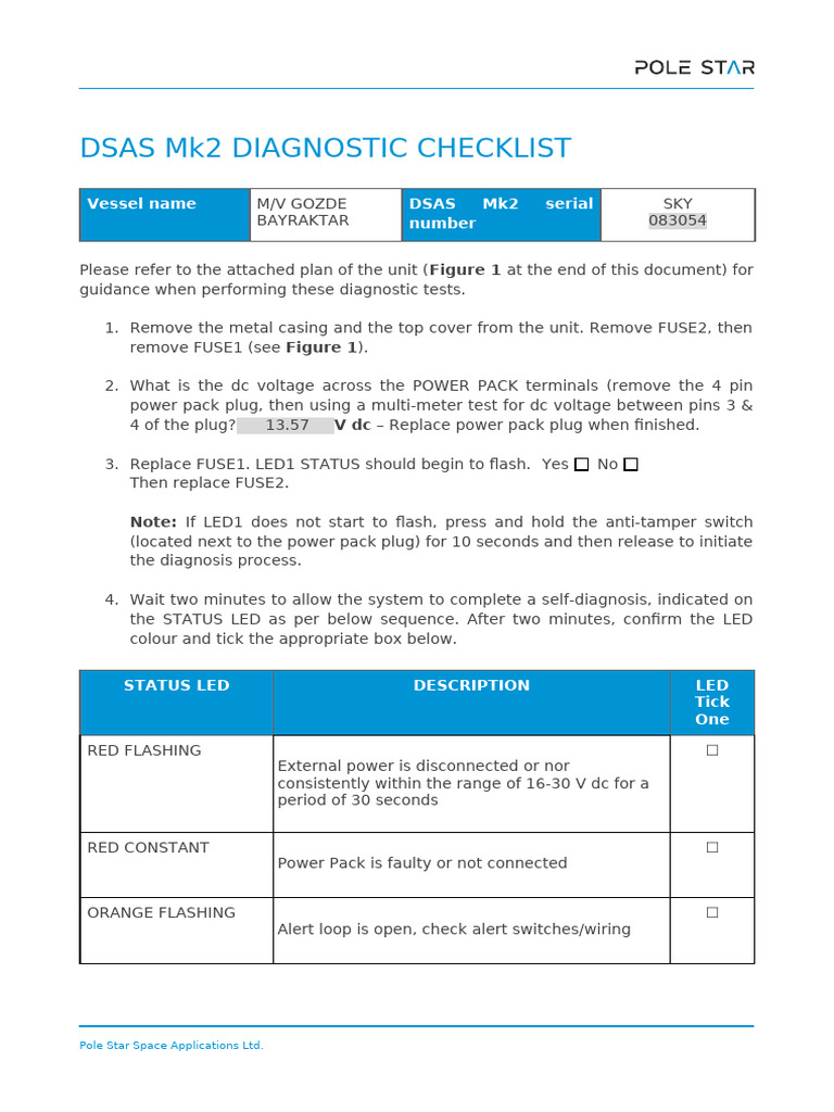DSAS Mk2 Diagnostic Checklist | PDF | Fuse (Electrical) | Electrical Connector