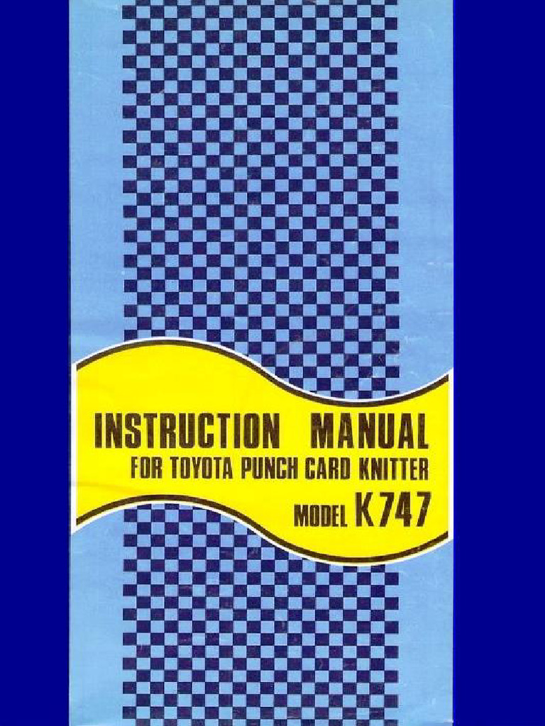 Toyota K747 Instructions Manual | PDF
