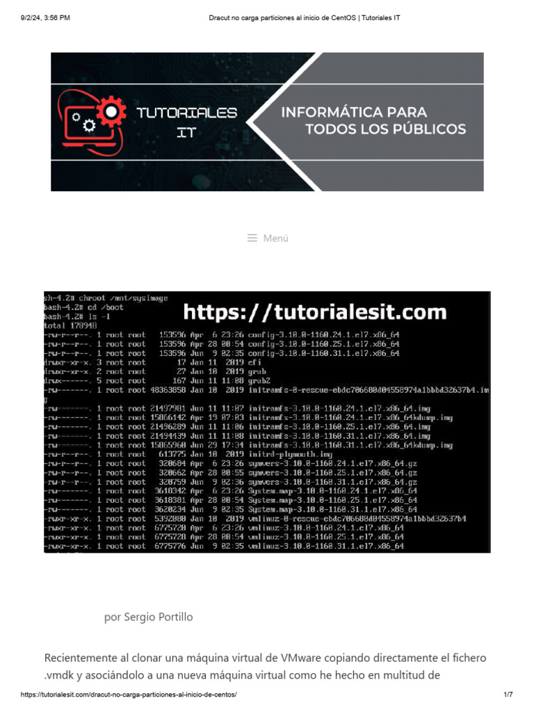 Dracut No Carga Particiones Al Inicio de CentOS - Tutoriales IT | PDF | V Mware | Software del ...