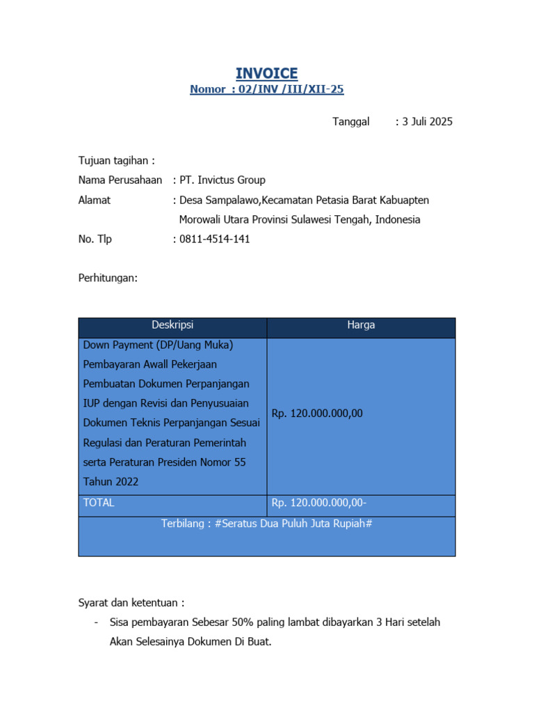 Invoice PT Invictus Group-2 | PDF