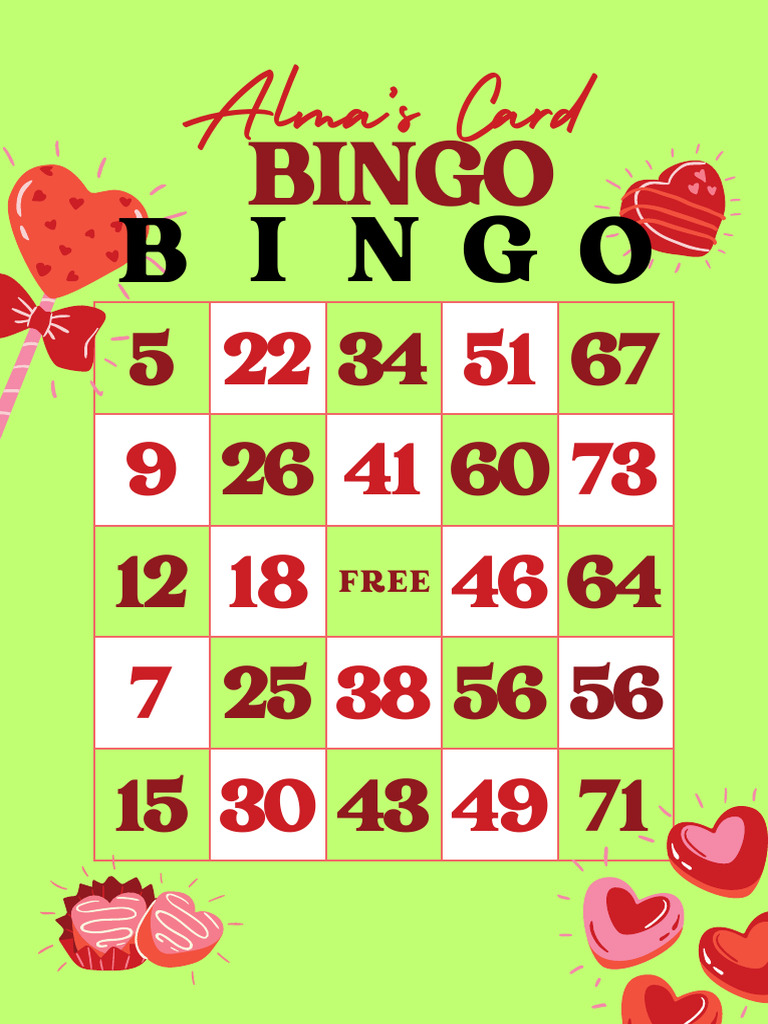 Pink Red Simple Valentine's Day Bingo Card | PDF