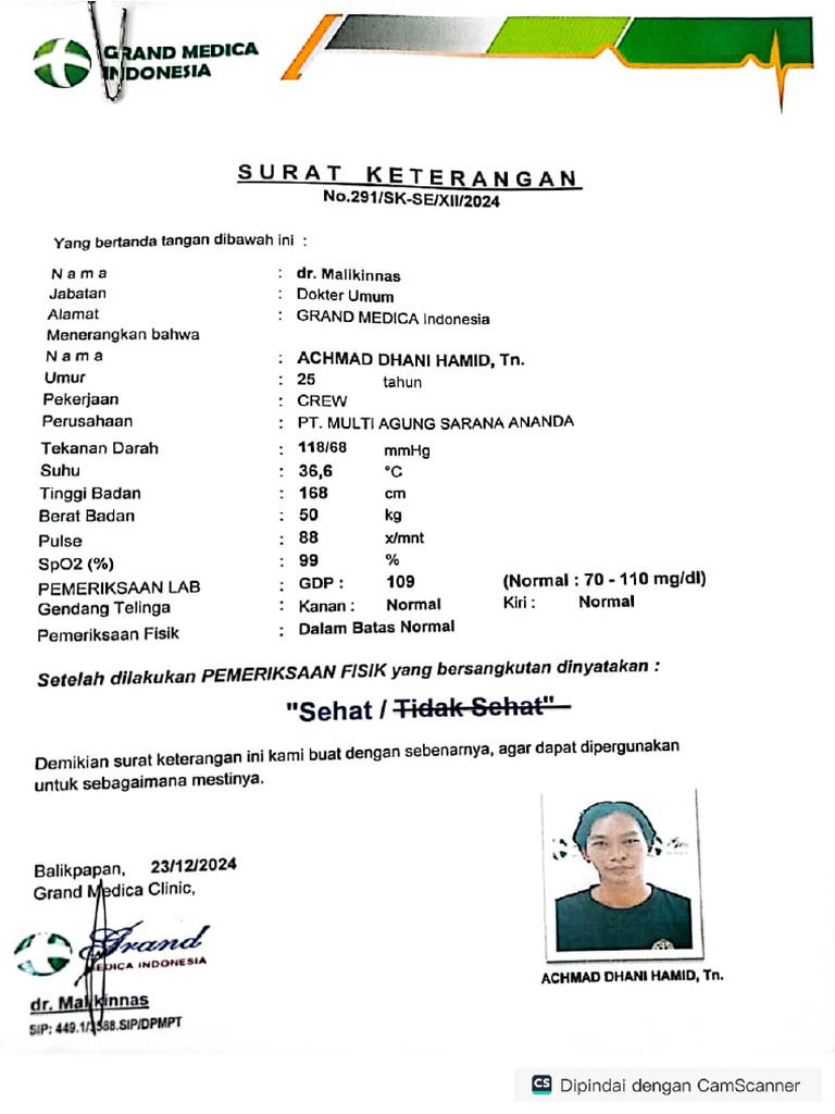 DCU-Contoh Surat Kesehatan | PDF