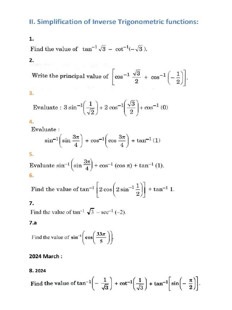 Inverse Trigonometric Functions | PDF