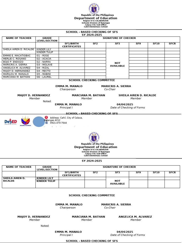 Checklist Checking of SFS | PDF | Government | Public Administration