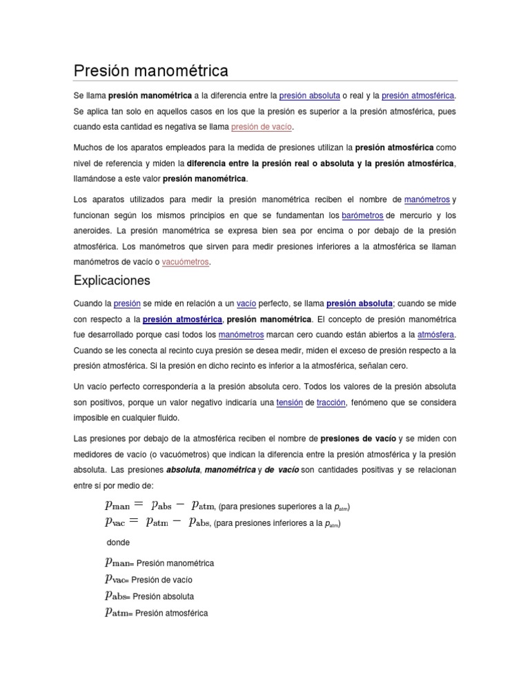 Presión Manométrica | PDF | Finanzas y dinero | Métodos y materiales de ...