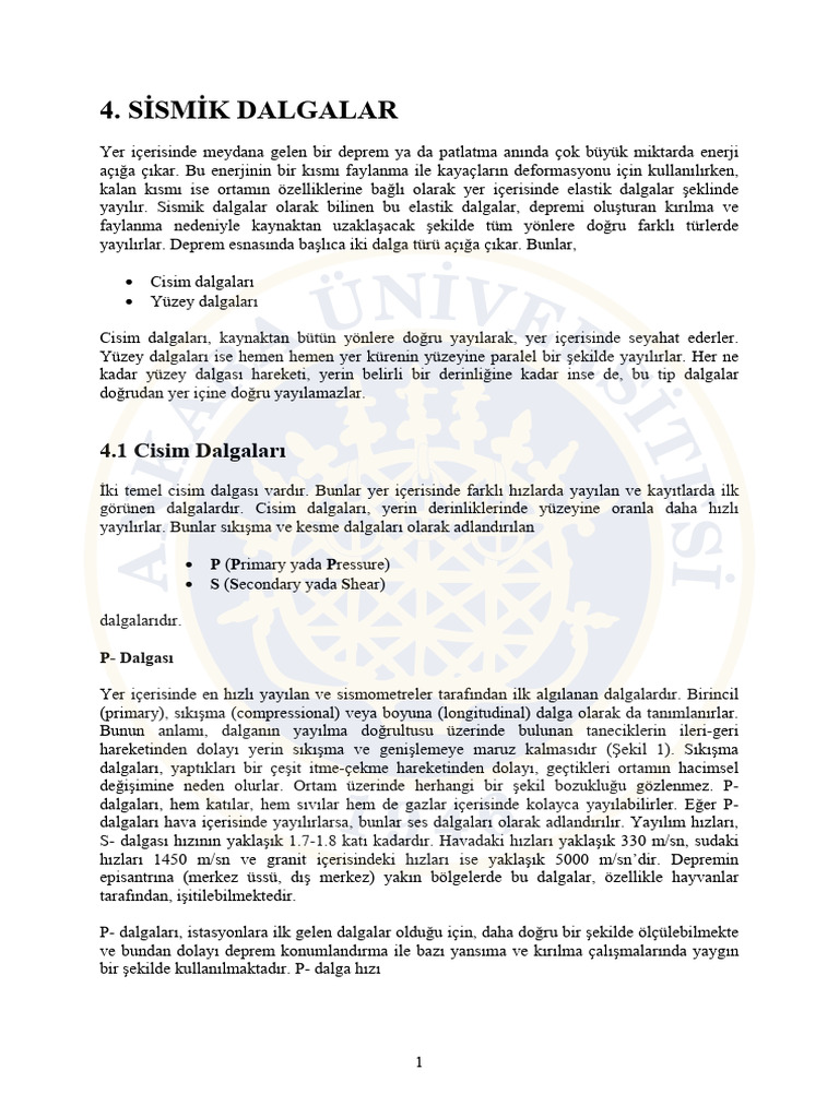 Ders 04 Sismik Dalgalar (Cisim Dalgalari 1) | PDF