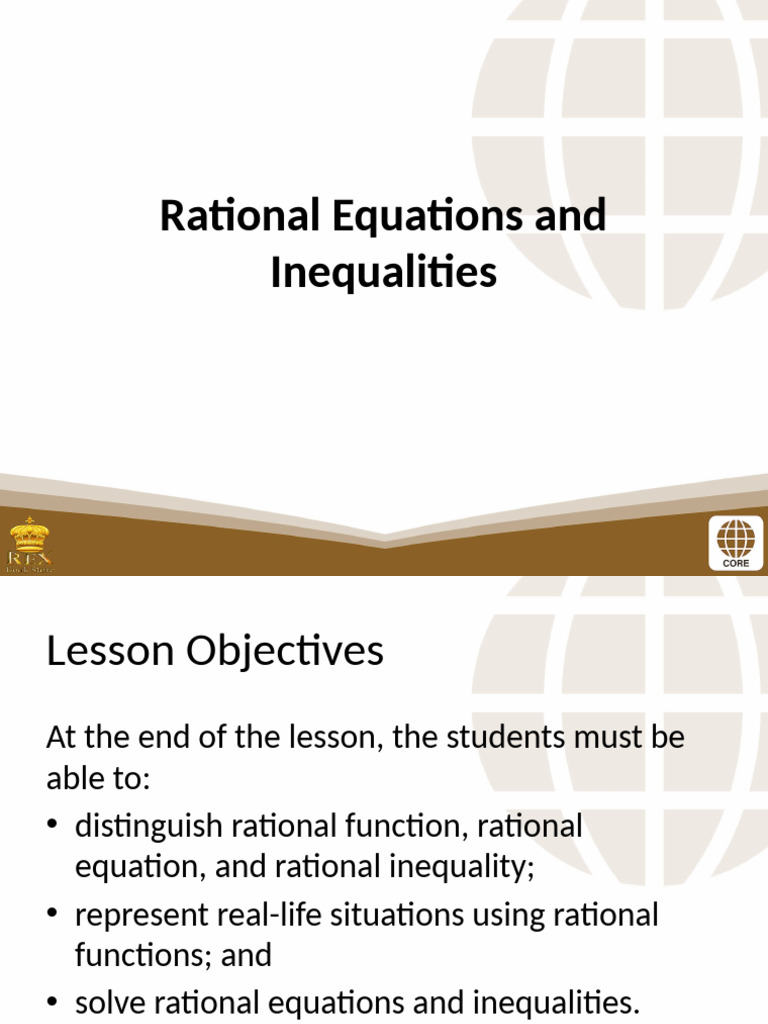 4 Rational Equations and Inequalities | PDF