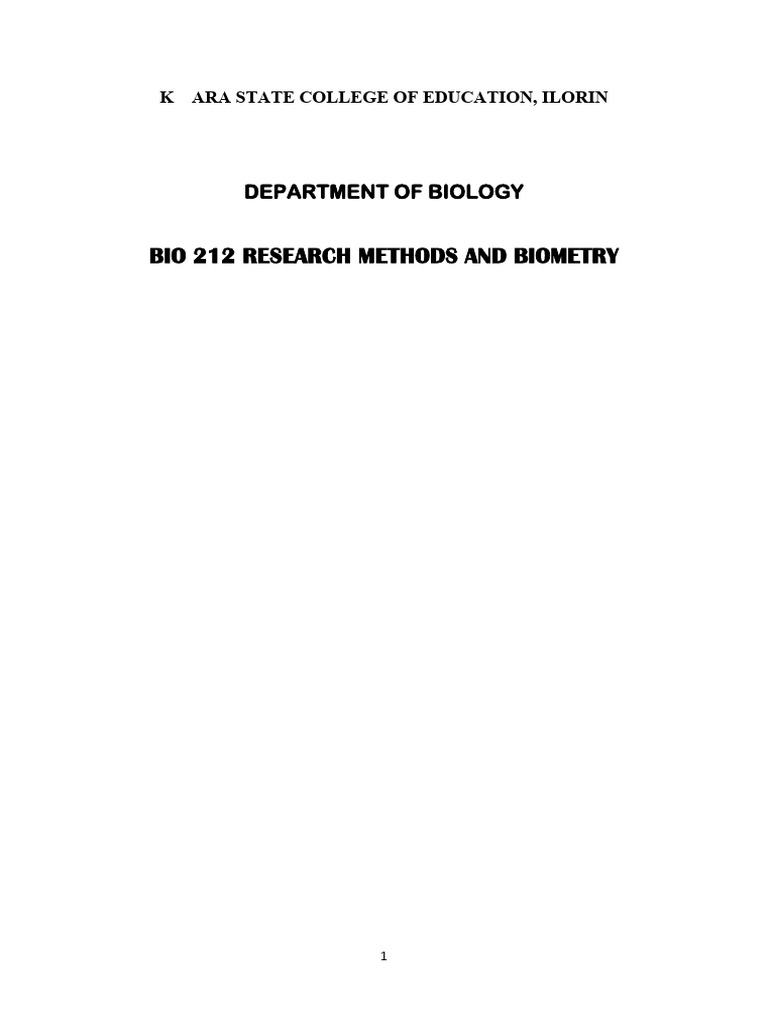 BIO 212 Research Methodology and Biometry | PDF | Hypothesis | Sampling (Statistics)