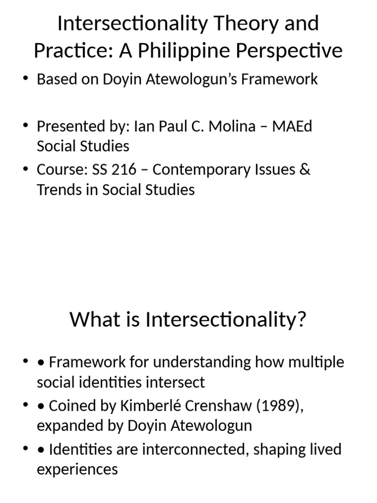 Intersectionality Theory Presentation Atewologun Philippines | PDF | Intersectionality | Social ...