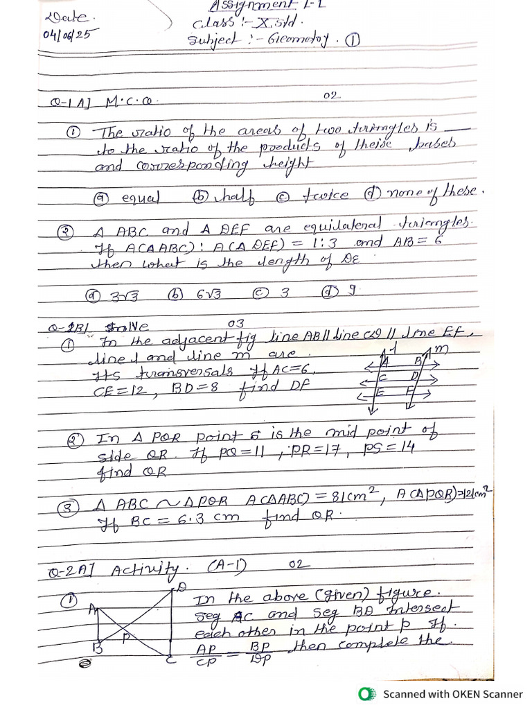 Maths - 2 (Geometry) Assignment Paper | PDF