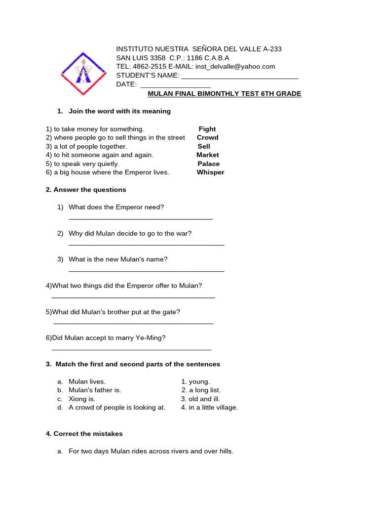 Final Bim Test 6th | PDF