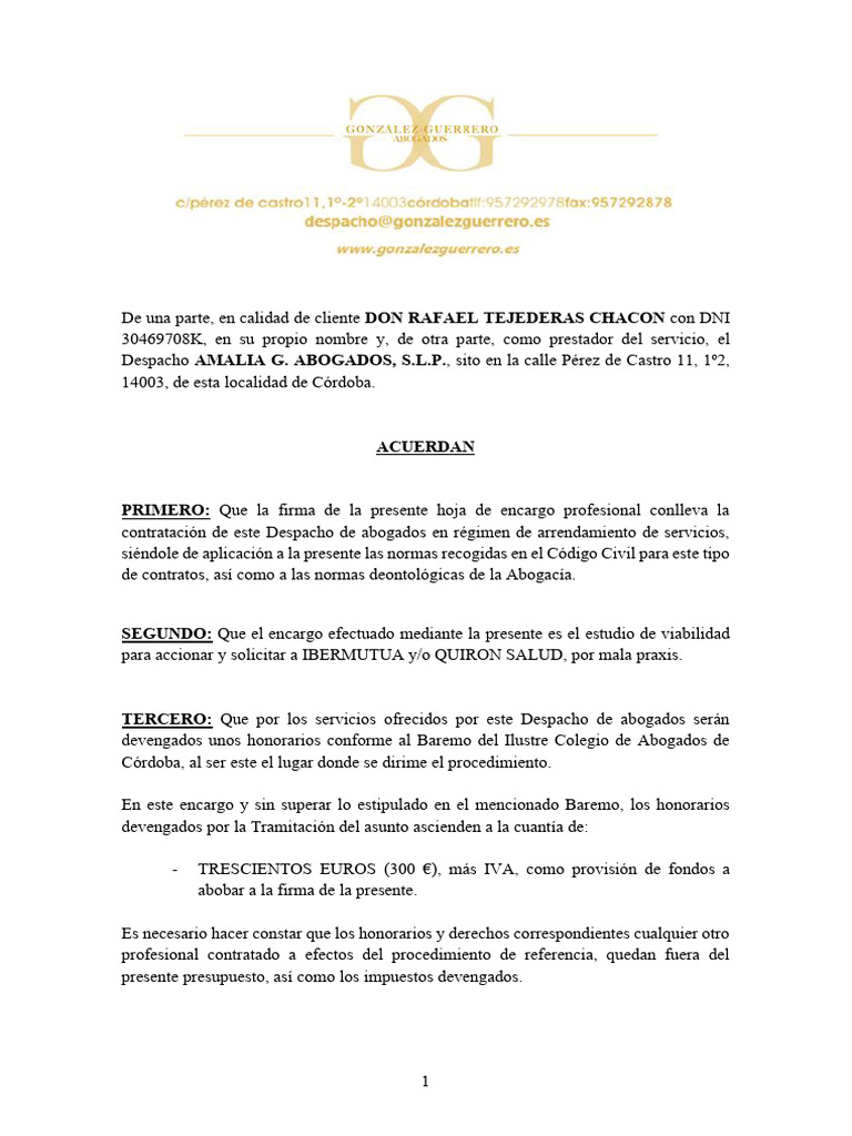Hoja de Encargo Legalitas 27162 | PDF | Abogado | Justicia