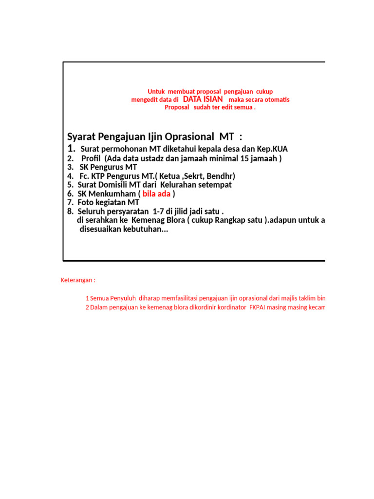 Proposal Ijin Operasional MT Massal | PDF