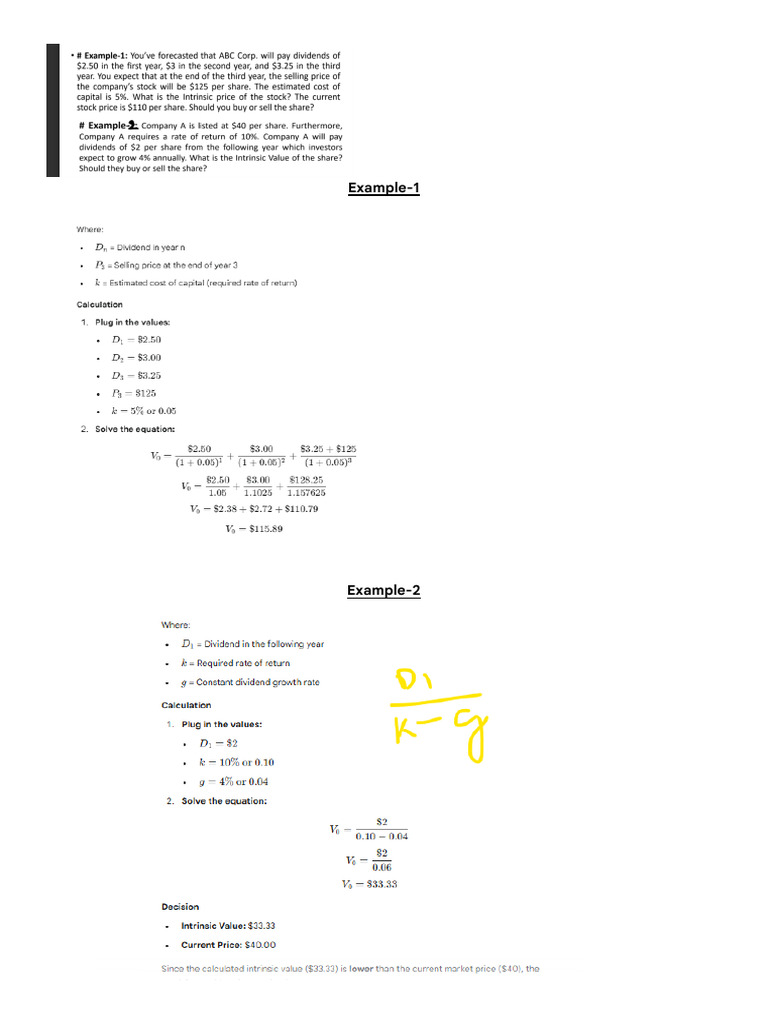 Stock Valuation Math - 1. A Share Is Currently Sel... | PDF | Investing ...