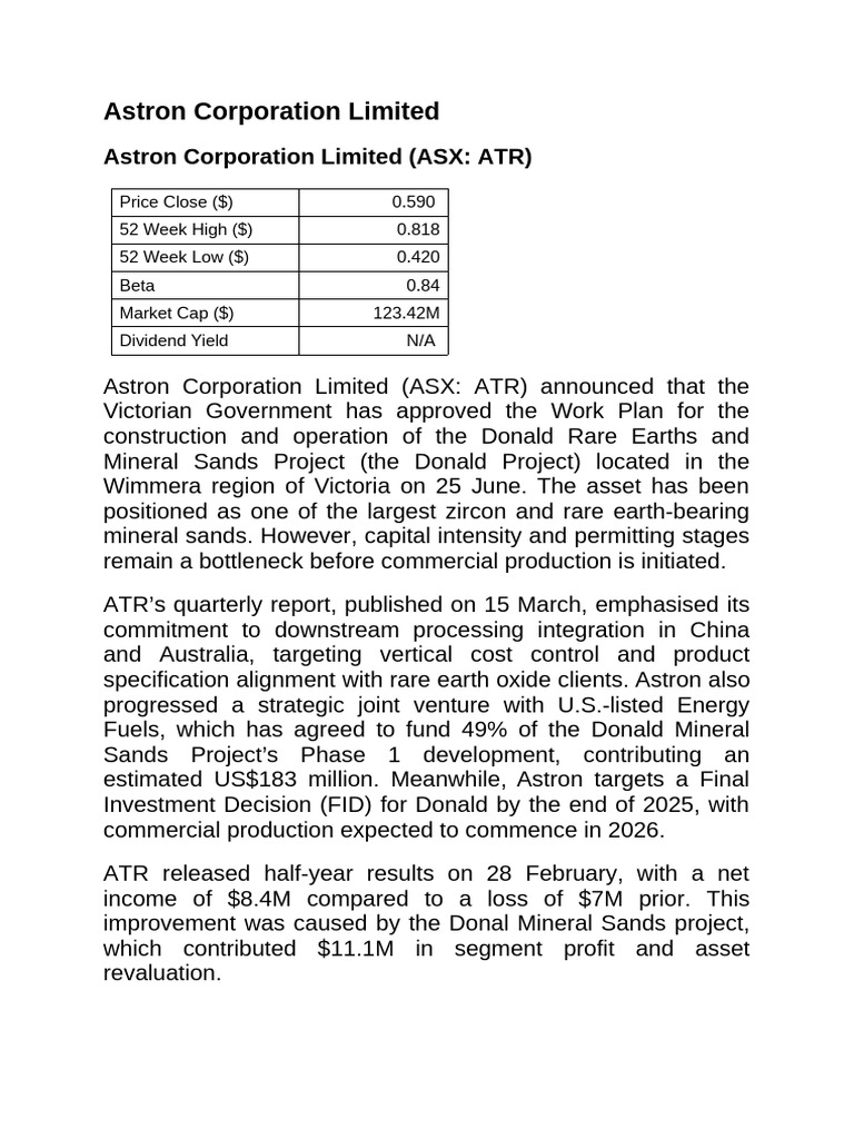 Astron Corporation Limited | PDF | Investing | Economies