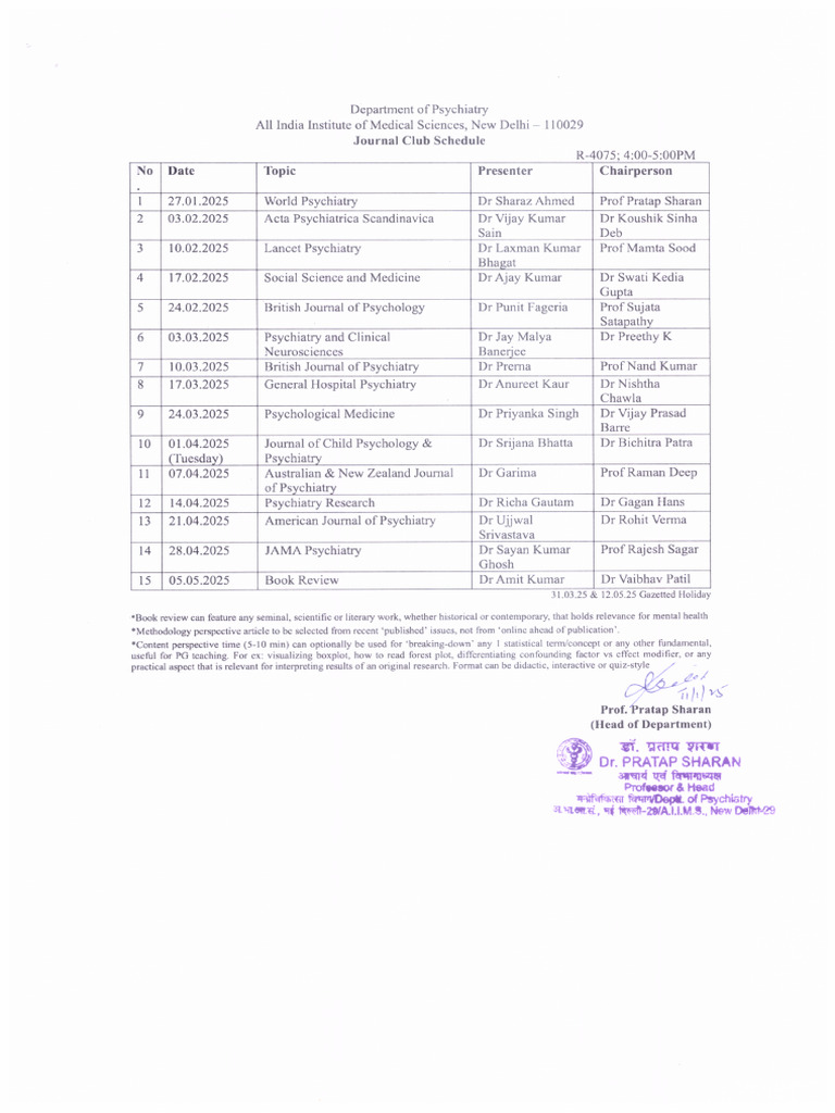 Acad Schedule | PDF