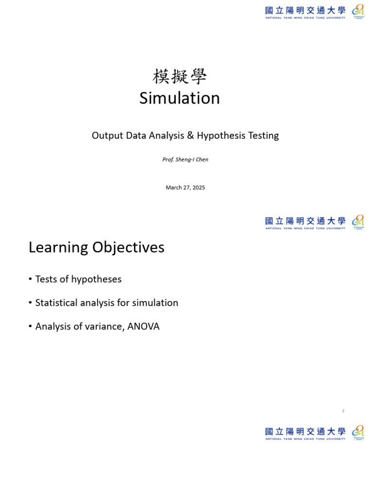 Output Data Analysis And Hypothesis Testing 2025 Pdf P Value 7318