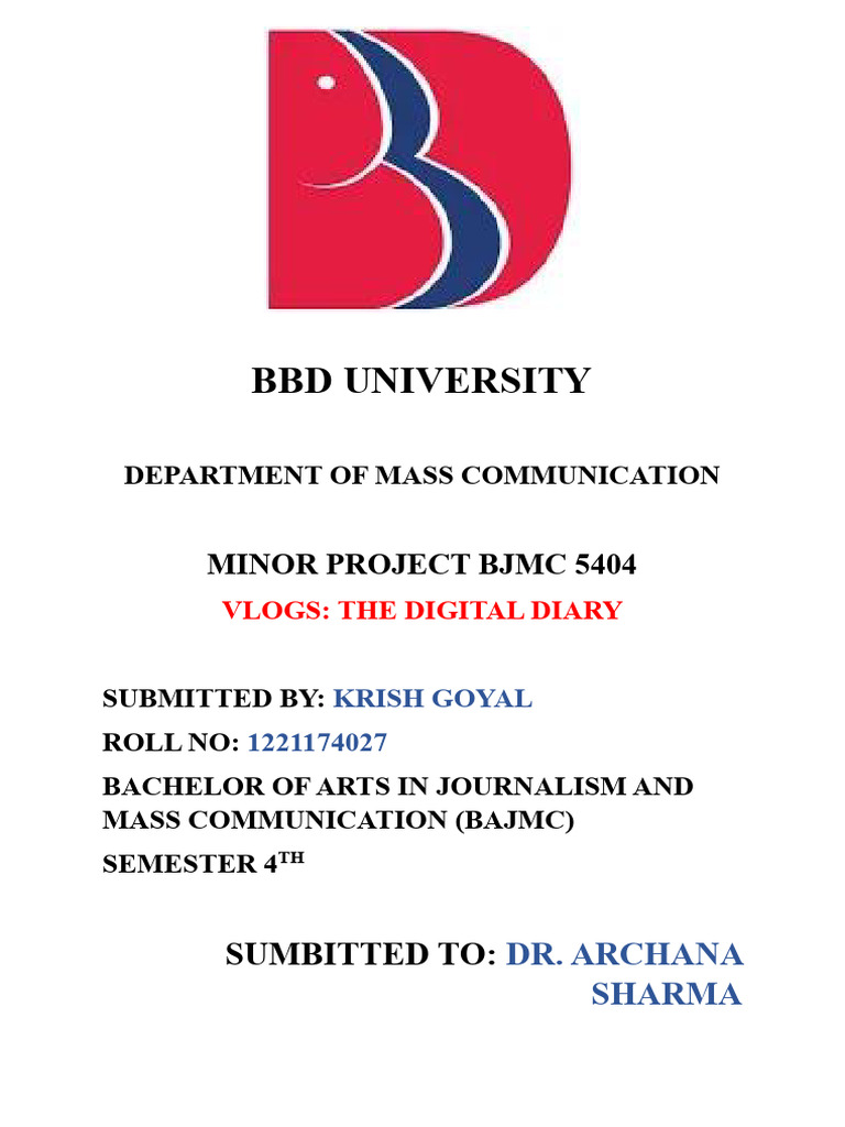 Minor Project Frontpage | PDF