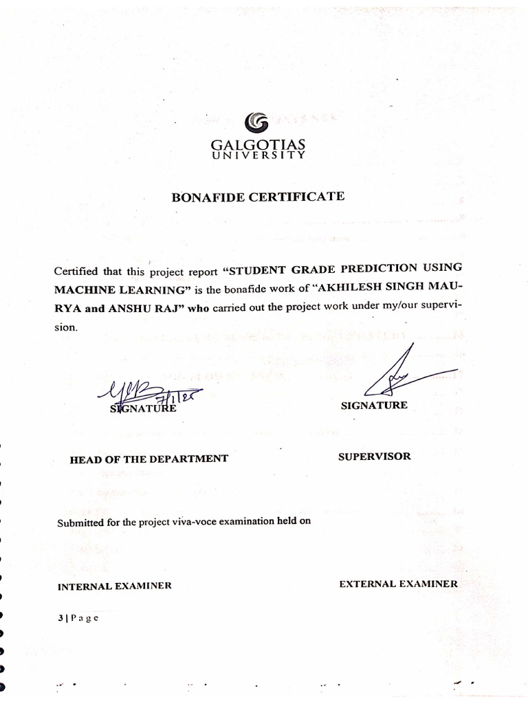 Bonafide Certificate | PDF