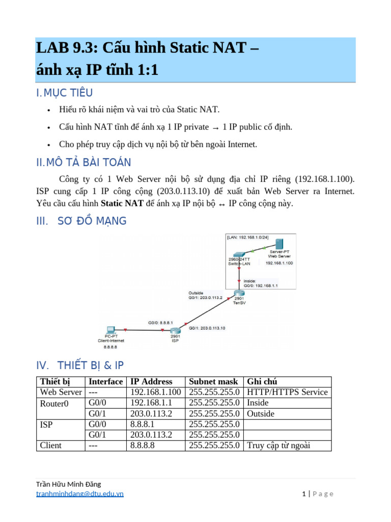 CS252-LAB 9.3 - Static NAT (Update) | PDF