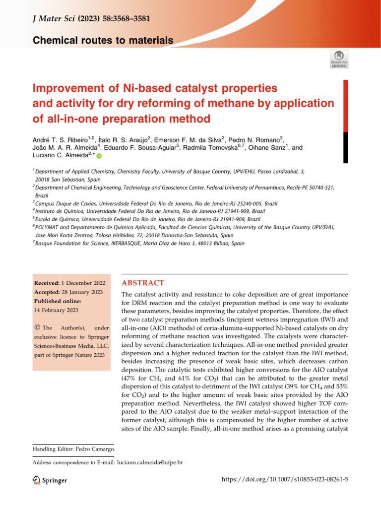 Enhanced Ni Catalyst Properties for DRM | PDF | Catalysis | Carbon ...
