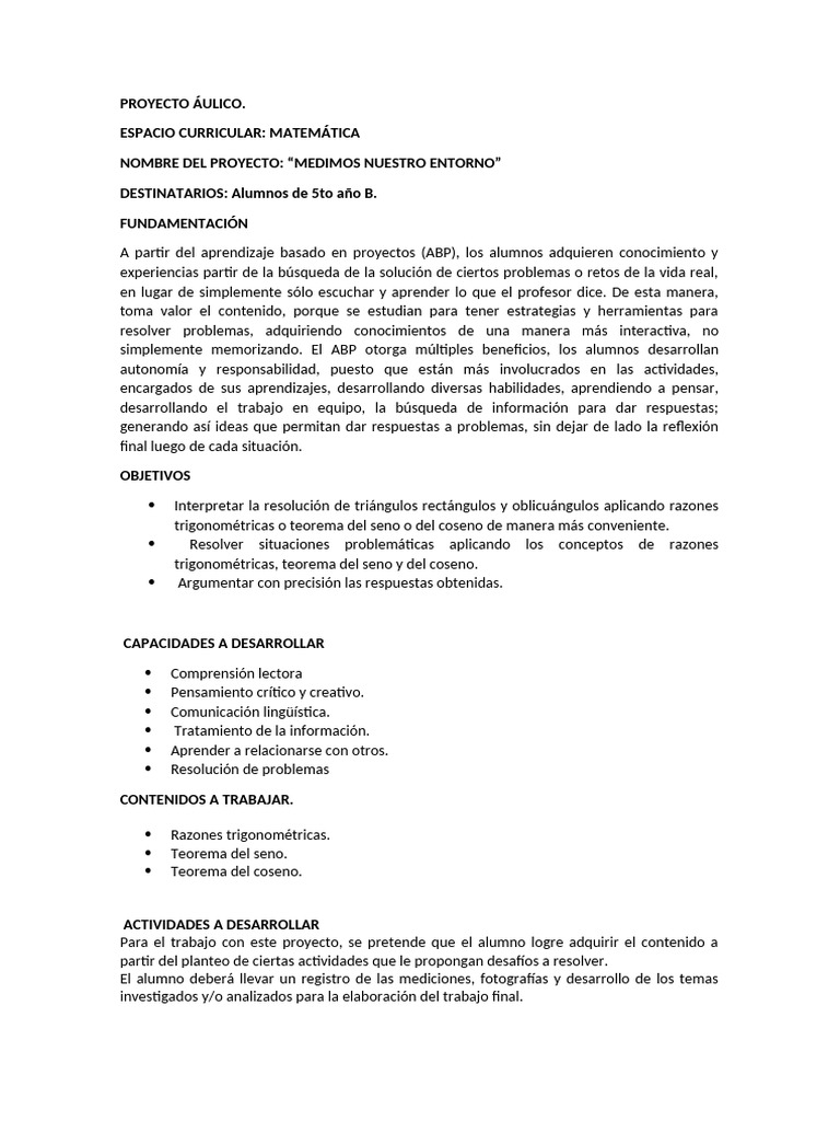 Proyecto Las Mediciones y Nuestro Entorno | PDF | Funciones ...