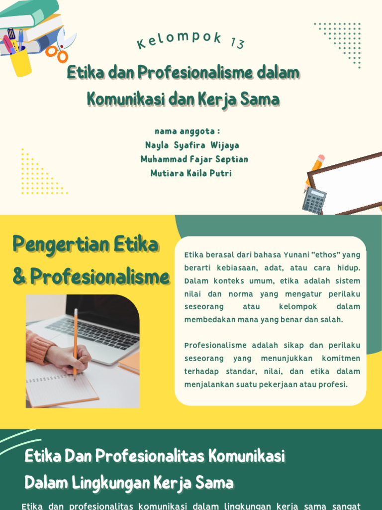 Kelompok 13 Etika Dan Profesionalisme Dalam Komunikasi Dan Kerja Sama | PDF