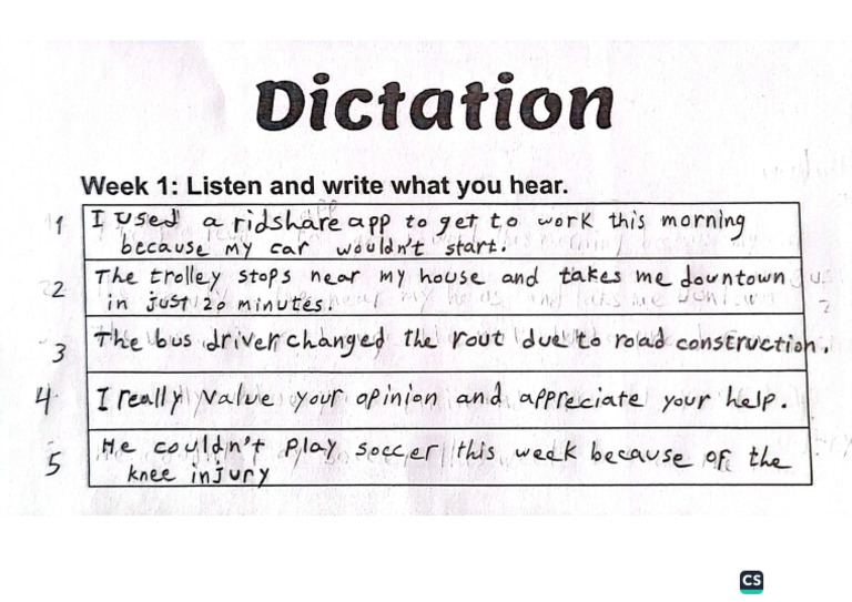 Dictation Week 1 | PDF