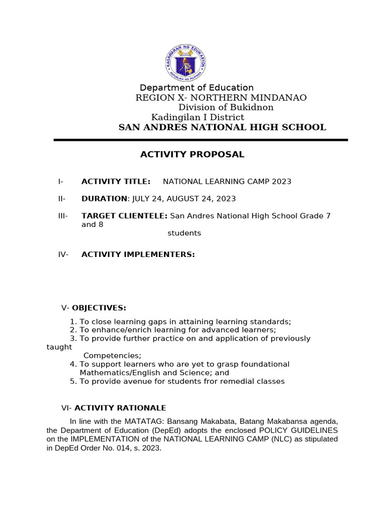 Activity Proposal On NLC22 | PDF | Learning | Cognition