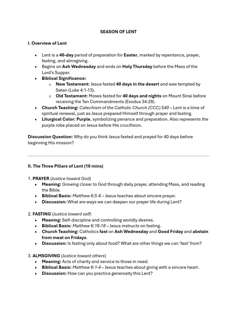 Season of Lent NOTES | PDF