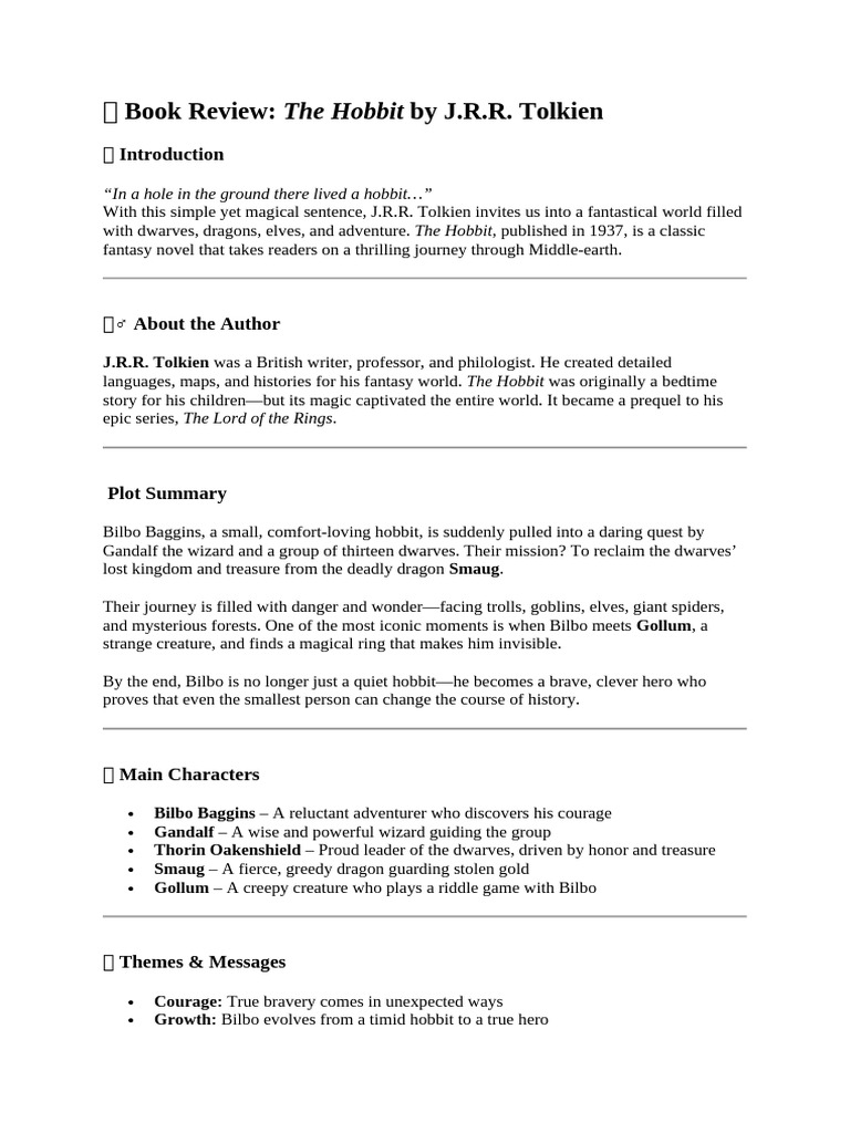 The Hobbit: Bilbo's Heroic Journey | PDF | Bilbo Baggins | The Hobbit