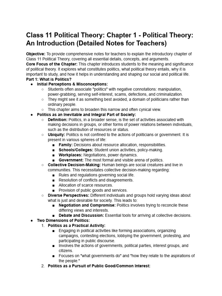 Make A Detailed Notes of Class 11 Chapter 1 of Pol... | PDF | Political ...