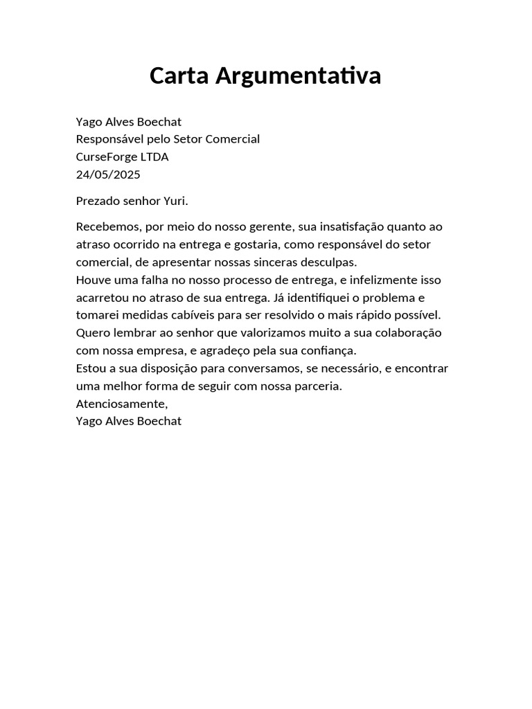 Carta Argumentativa | PDF