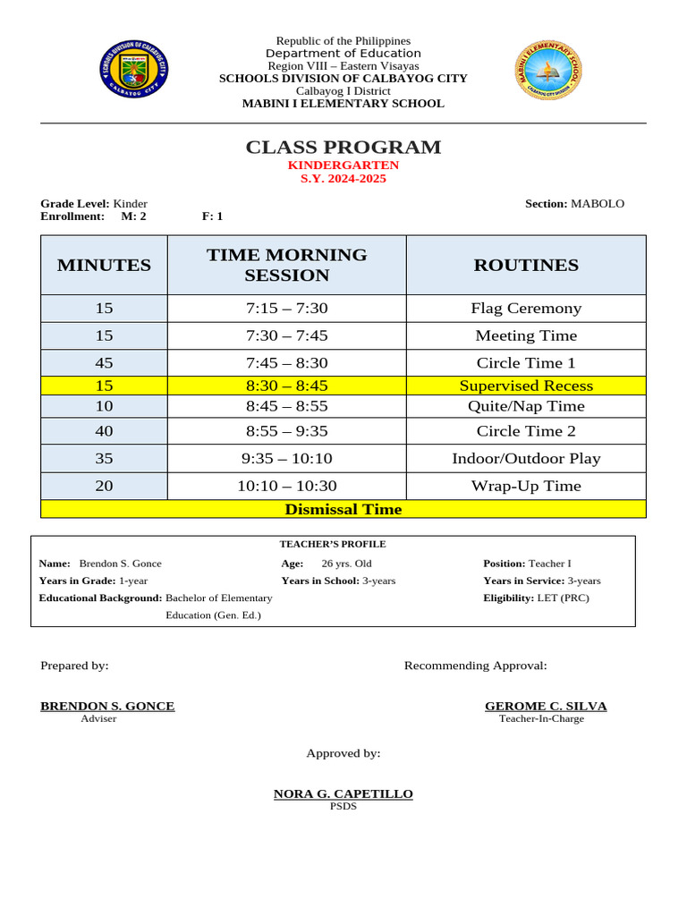 Grade 3 Class Program 2024-2025 | PDF | Schools