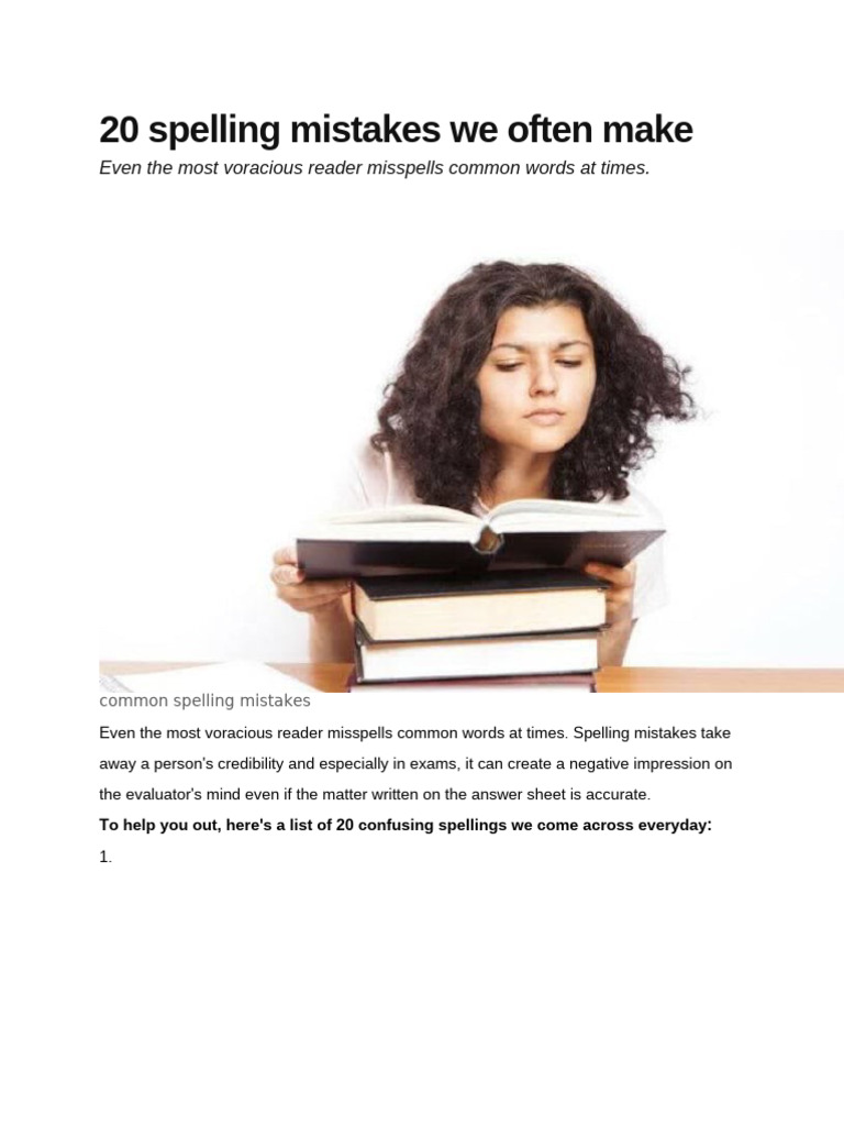 20 Spelling Mistakes We Often Make | PDF