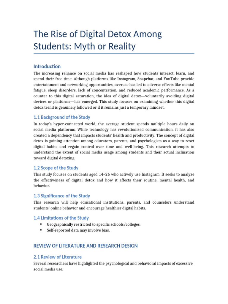 BRM Digital Detox Phase 1 | PDF | Survey Methodology | Level Of Measurement